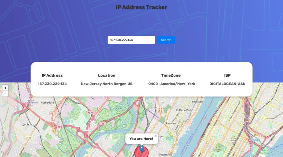 Frontend Mentor | IP Geolocation Tracker coding challenge solution