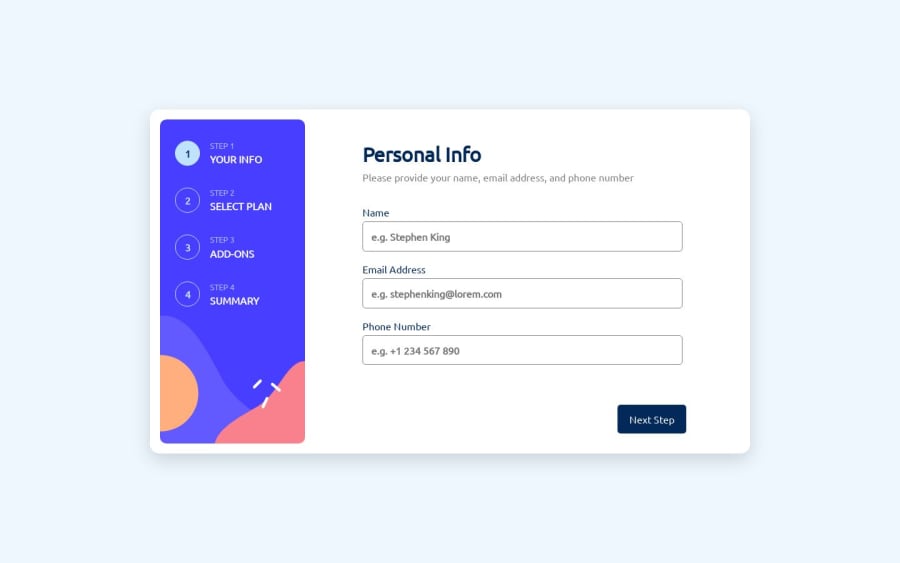 Frontend Mentor Interactive Multip Step Form With React And Sass Coding Challenge Solution