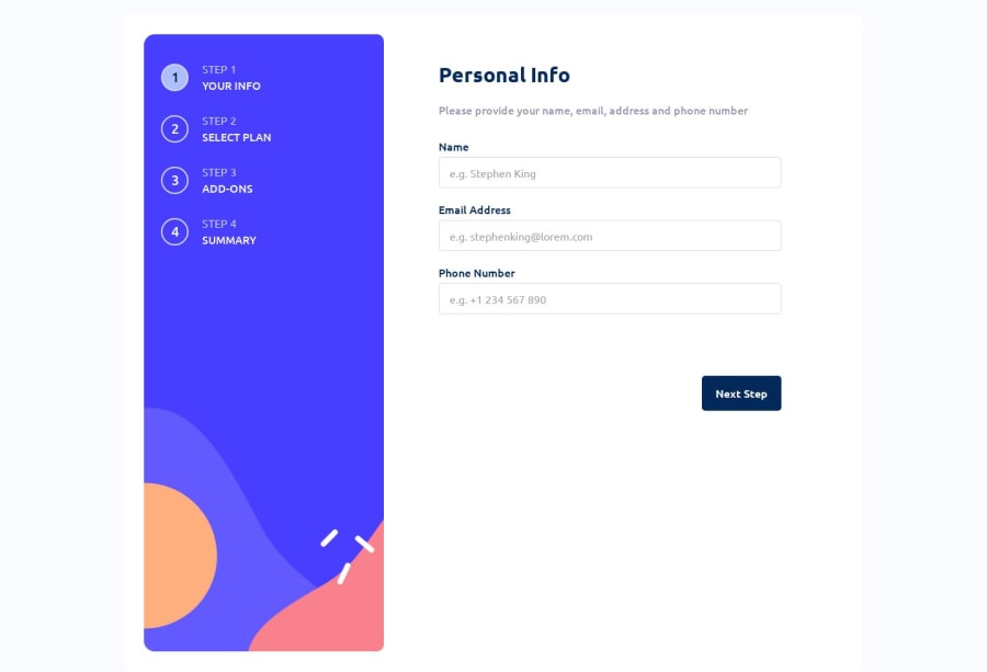 Frontend Mentor Multi Steps Form Coding Challenge Solution