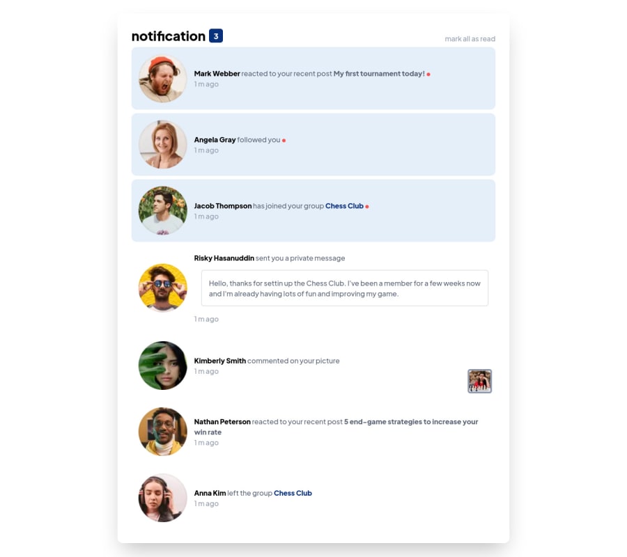 Frontend Mentor Responsive Notification Page Using React Coding