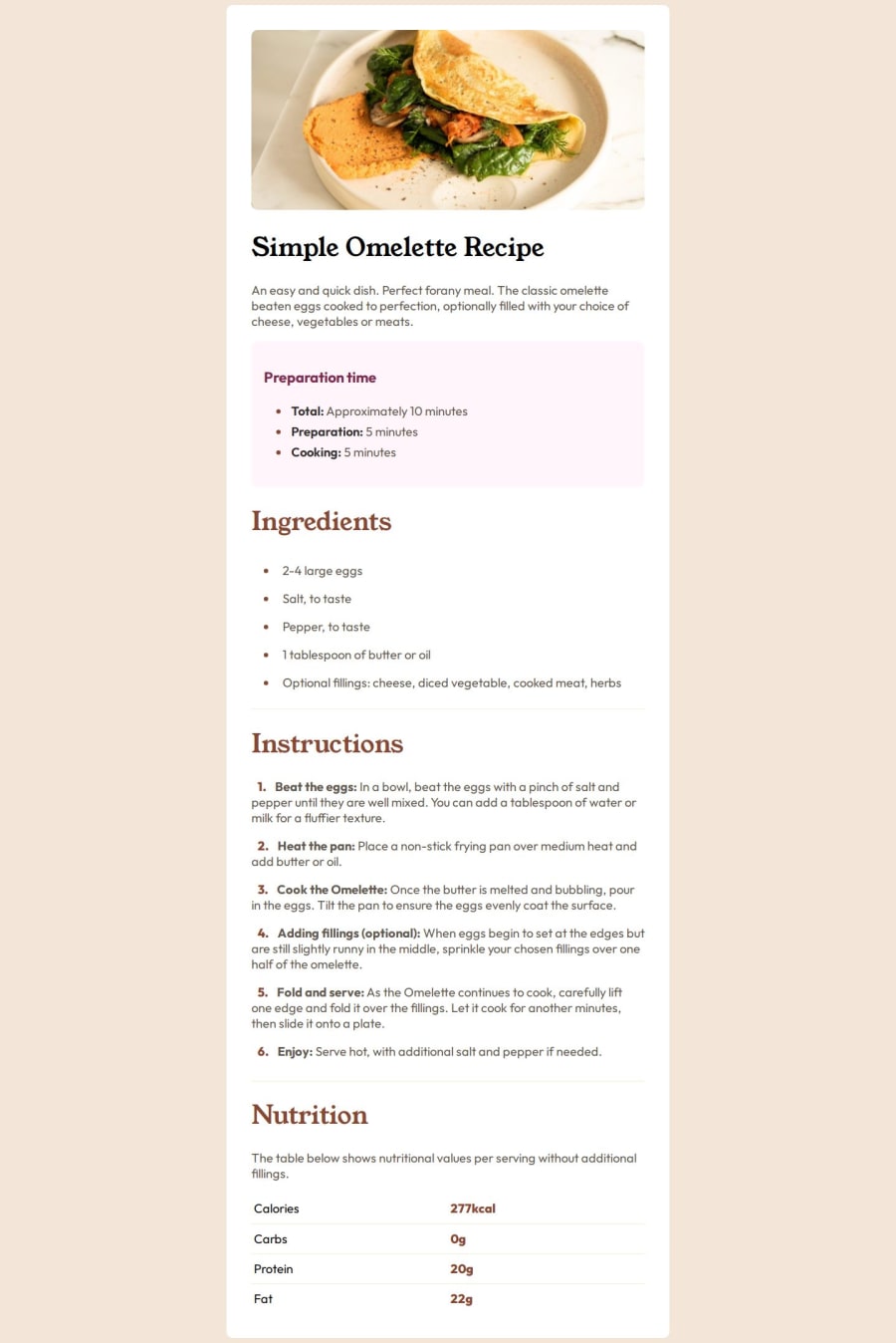 Frontend Mentor | Recipe Page with HTML and CSS coding challenge solution