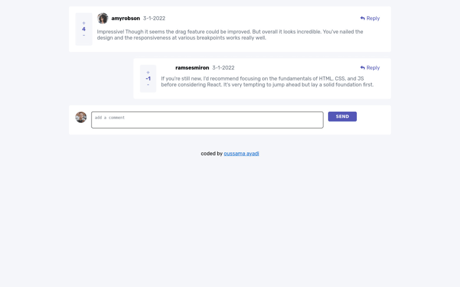 Frontend Mentor Interactive Comments Section Template React Js Coding