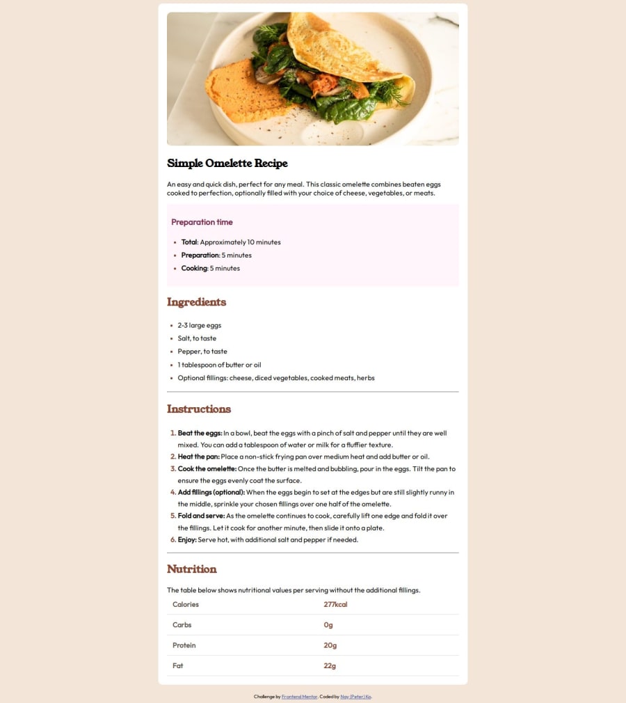 Frontend Mentor Recipe Page Using Html And Css Coding Challenge Solution