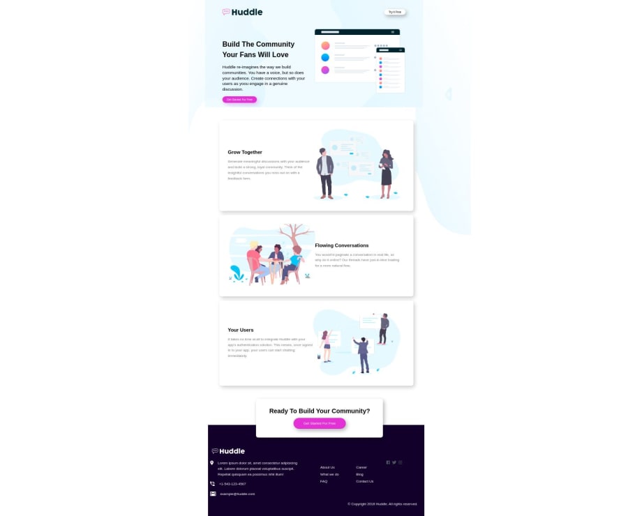Frontend Mentor Huddle Landing Page Coding Challenge Solution