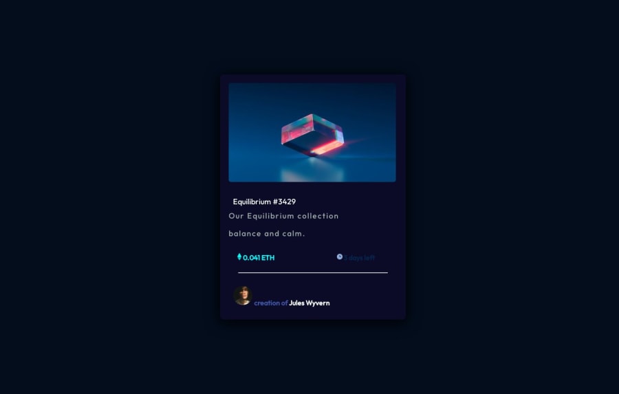 Frontend Mentor Nft Preview Card Component Main Coding Challenge Solution