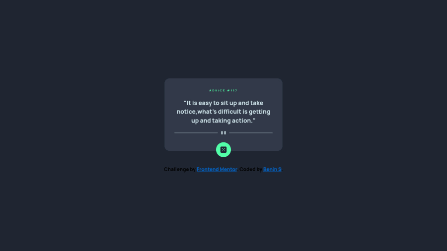 Frontend Mentor Advice Generator Using Html Css Js And Advice Slip