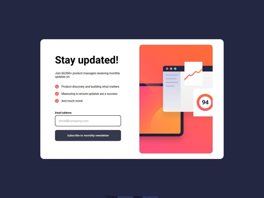 Frontend Mentor Newsletter Using Html Css And Vanilla Javascript Coding Challenge Solution