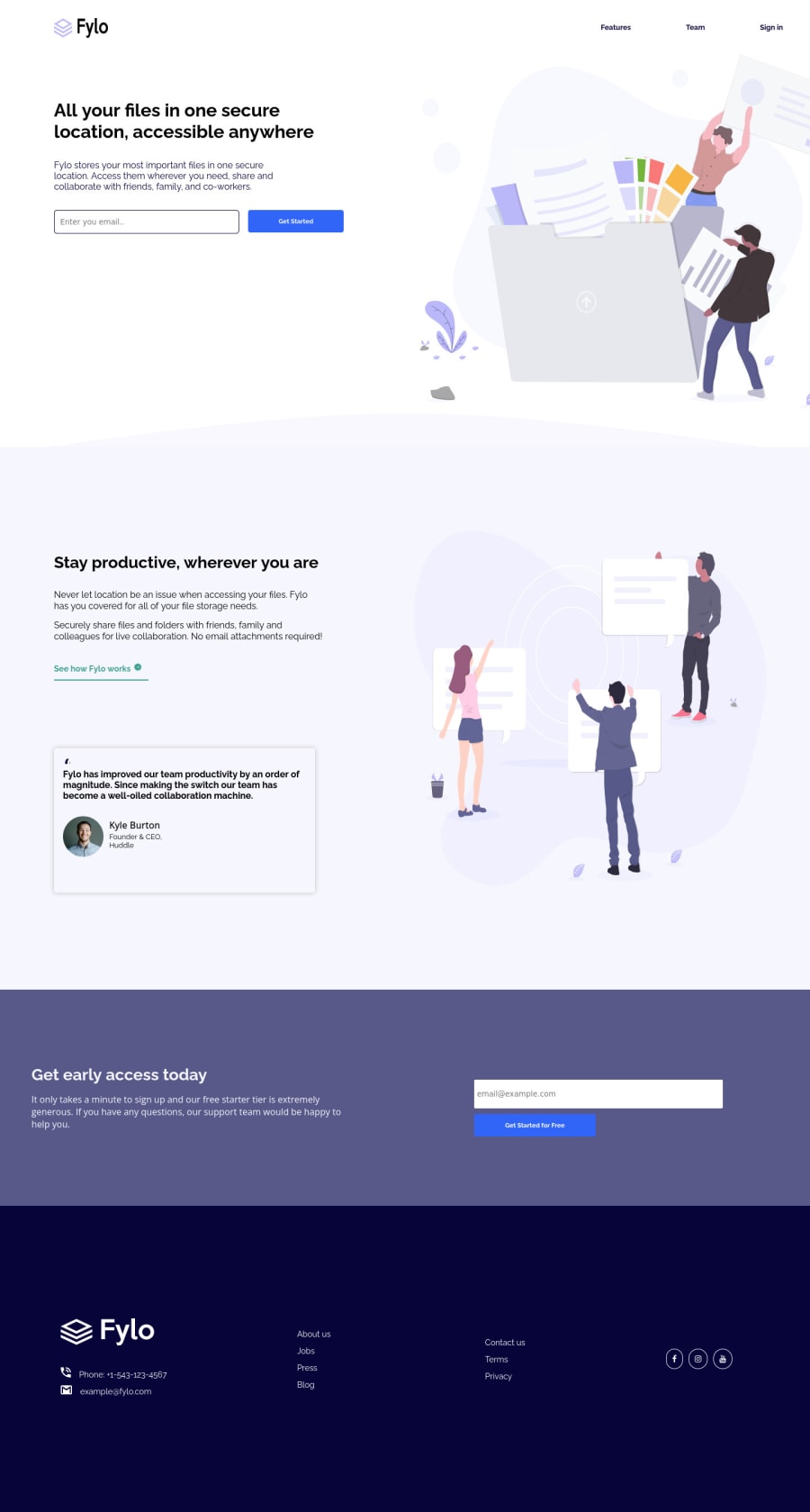 Frontend Mentor Fylo Landing Page Two Column Layout Using Html And