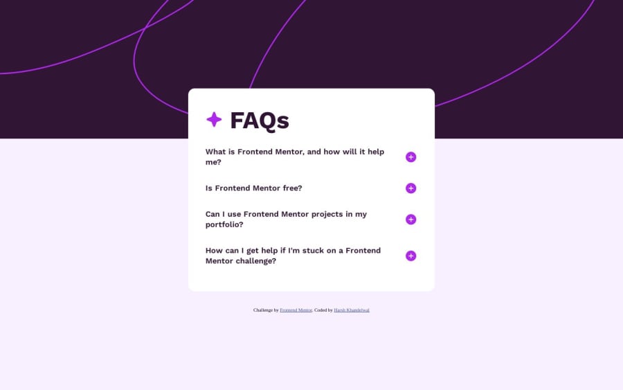 Frontend Mentor Sleek And Responsive Faq Accordian Using Html Css And Javascript Only Coding
