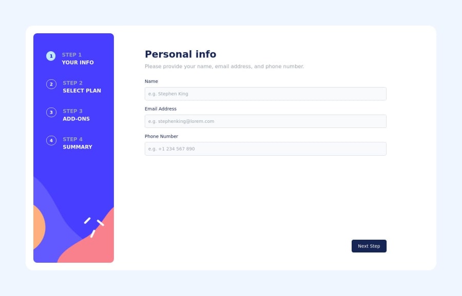 Frontend Mentor Multi Step Form Using Tailwindcss Coding Challenge