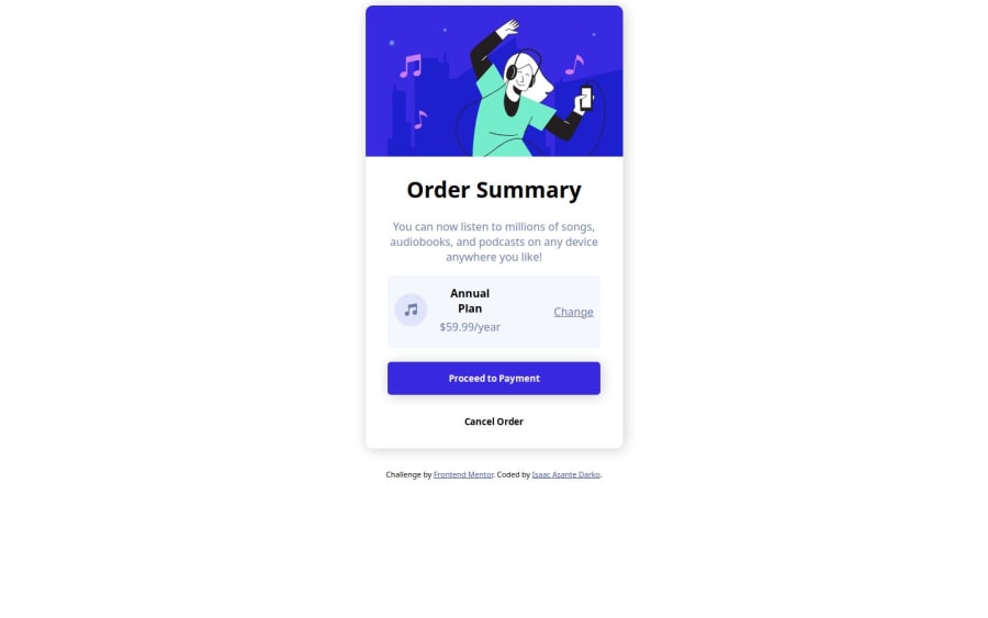 Frontend Mentor Order Summary Component Coding Challenge Solution