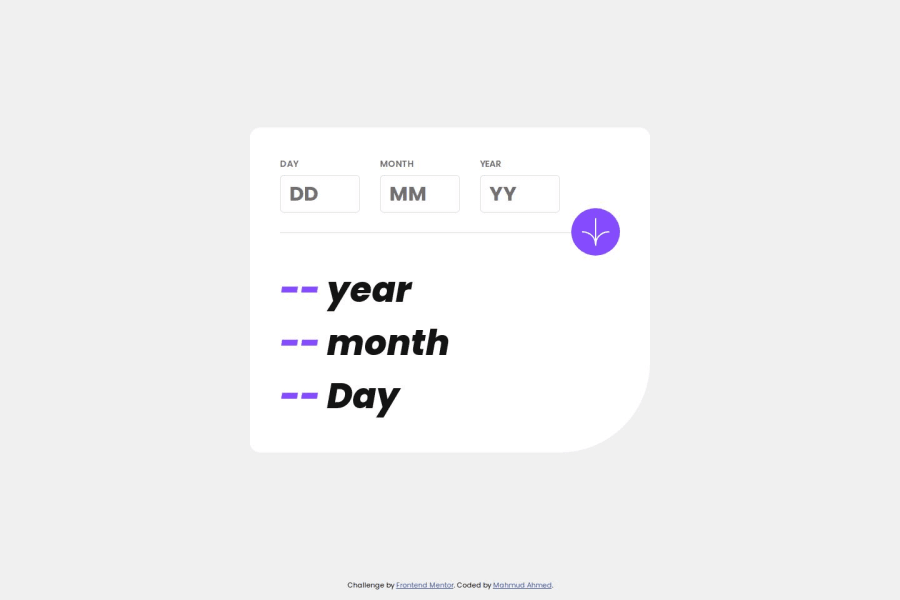 Frontend Mentor Age Calculator Using Javascript Coding Challenge Solution