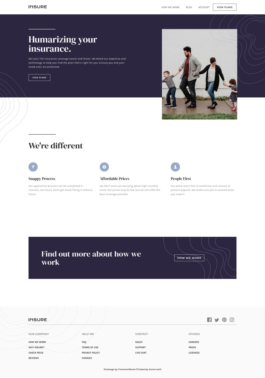 Frontend Mentor Insure Landing Page Built With Html Css And Javascript Coding Challenge Solution