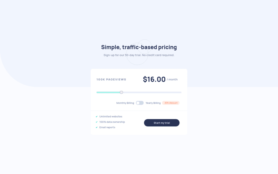 Frontend Mentor Interactive Pricing Component Using Html Css And Jquery Coding Challenge Solution