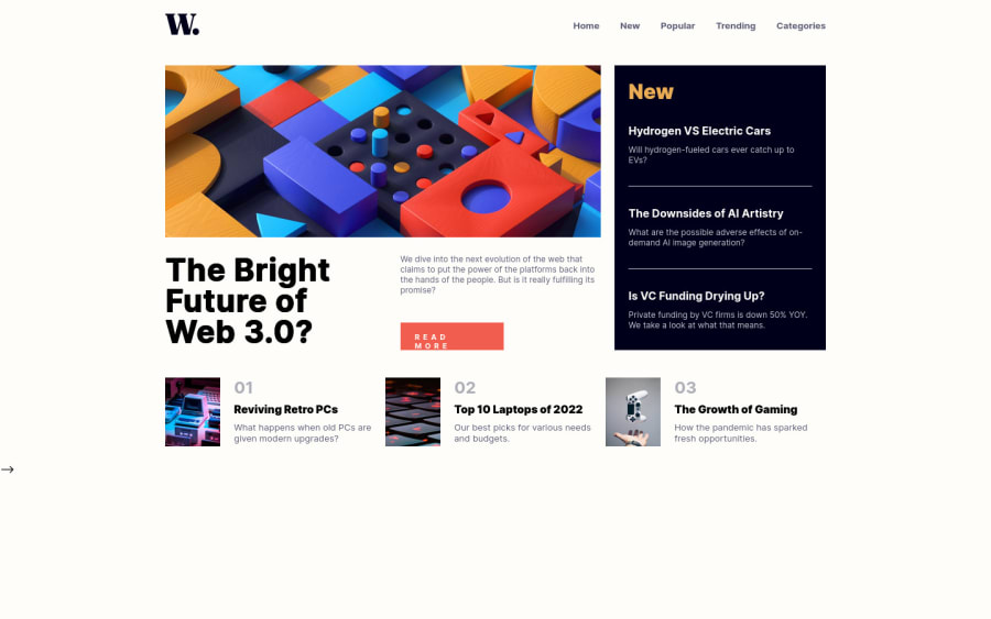 Frontend Mentor News Homepage Built With Html Css Grid And Flex And Some Javascript Coding