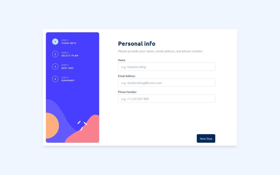 Frontend Mentor Multi Step Form Using Next Js And Tailwindcss Coding
