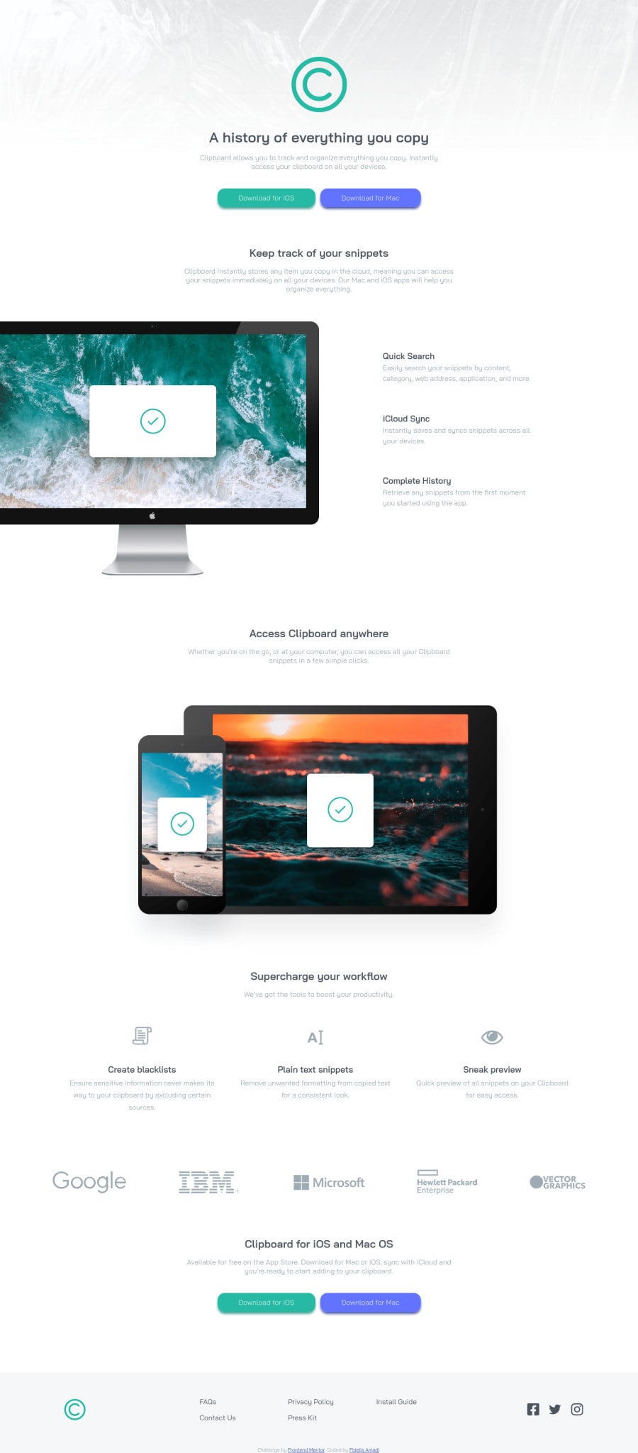Frontend Mentor Clipboard Landing Page With Custom Css Properties And