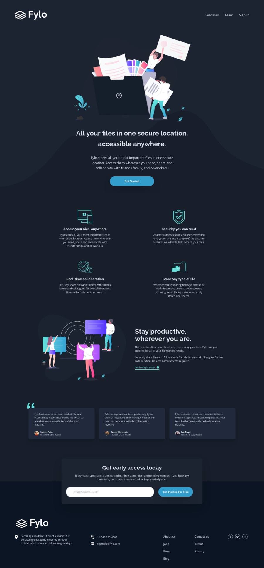 Frontend Mentor | Flyo Dark Theme Landing Page | Tailwind CSS + BEM | coding challenge solution