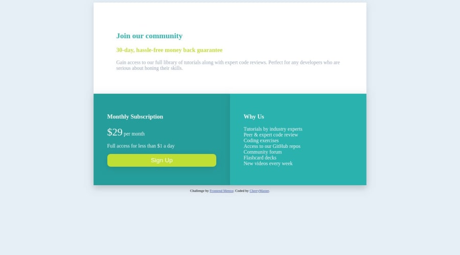Frontend Mentor Single Price Grid Component Using Css Flexbox Coding Challenge Solution