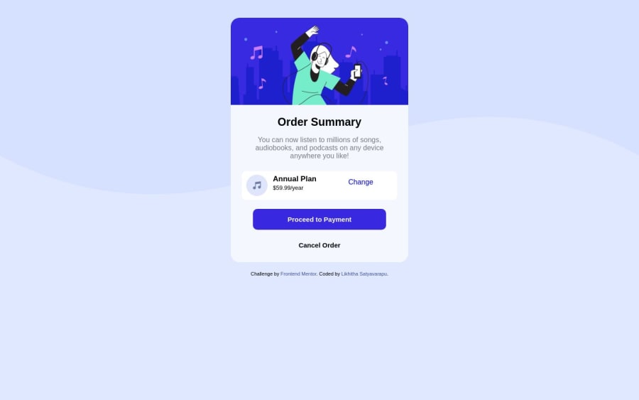 Frontend Mentor Order Summary Component Coding Challenge Solution
