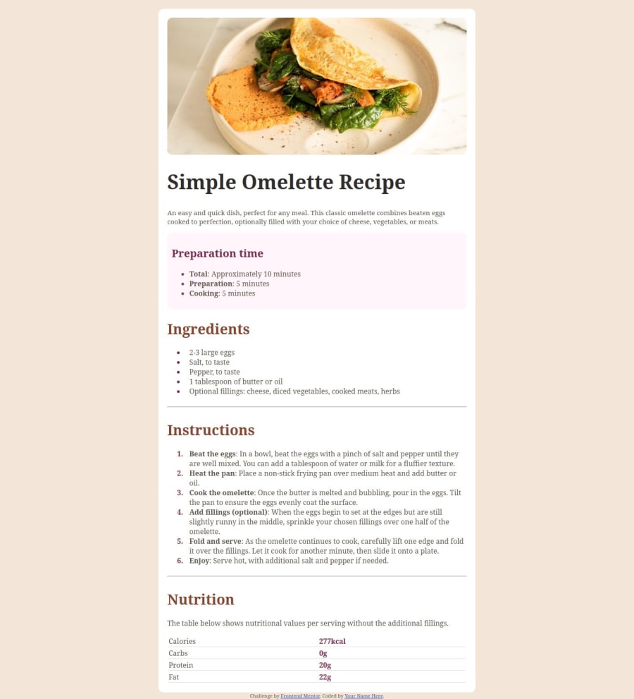 Frontend Mentor Recipe Page Using Basic Html And Css Coding Challenge Solution