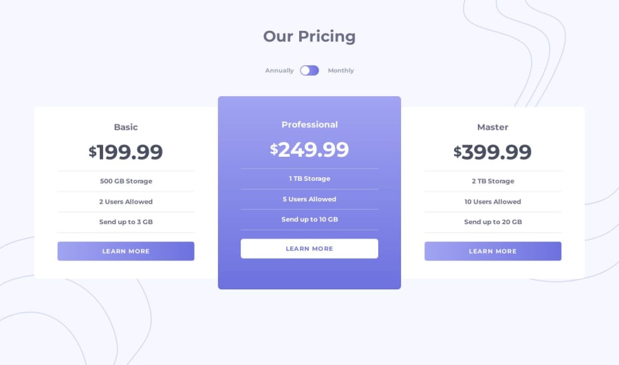 Frontend Mentor Responsive Pricing Component With Tailwindcss No Js Coding Challenge Solution