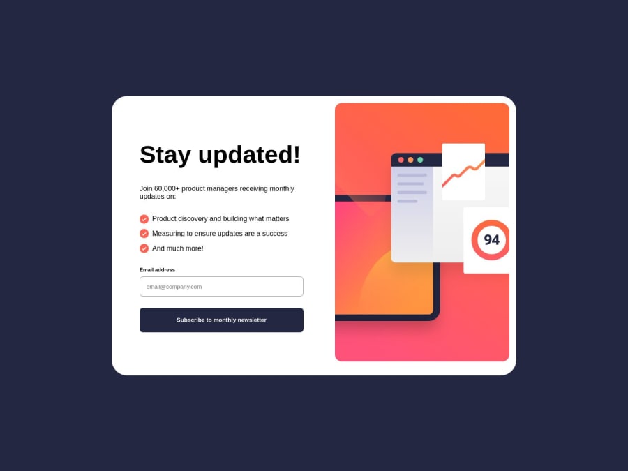 Frontend Mentor Newsletter Sign Up With Success Message [react Js] Coding Challenge Solution