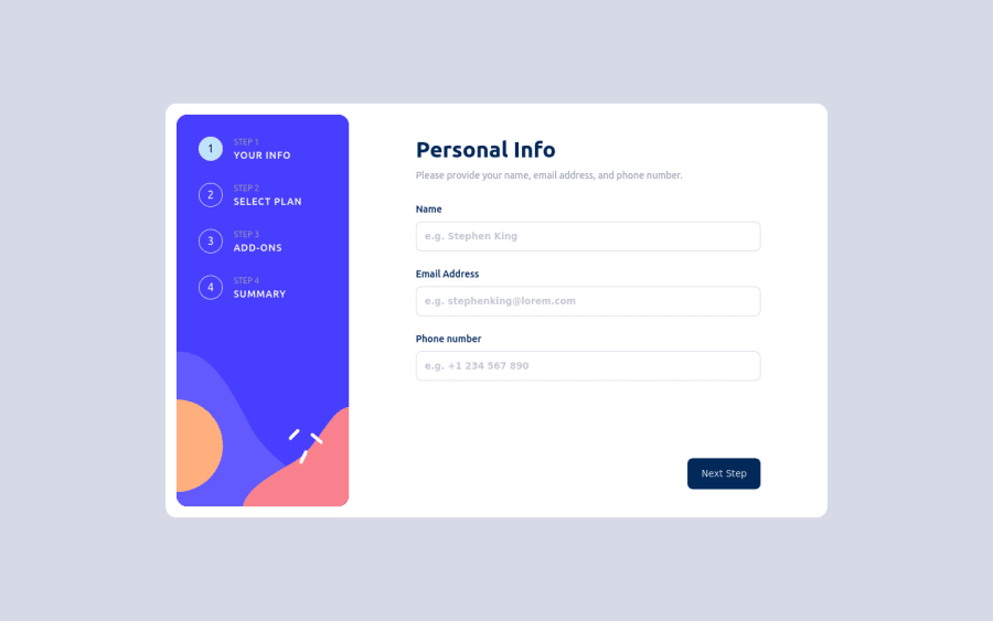 Frontend Mentor Multi Step Form Build With React Styled Components