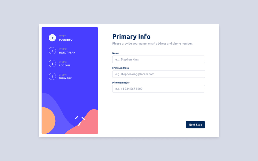 Frontend Mentor Mobile First Multi Step Form Using React And