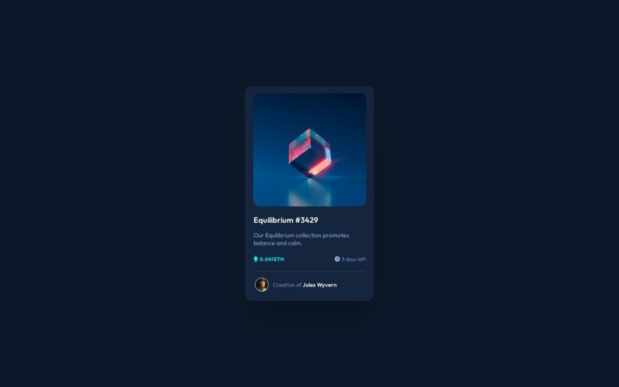 Frontend Mentor Nft Preview Card Component Using React Props And Css