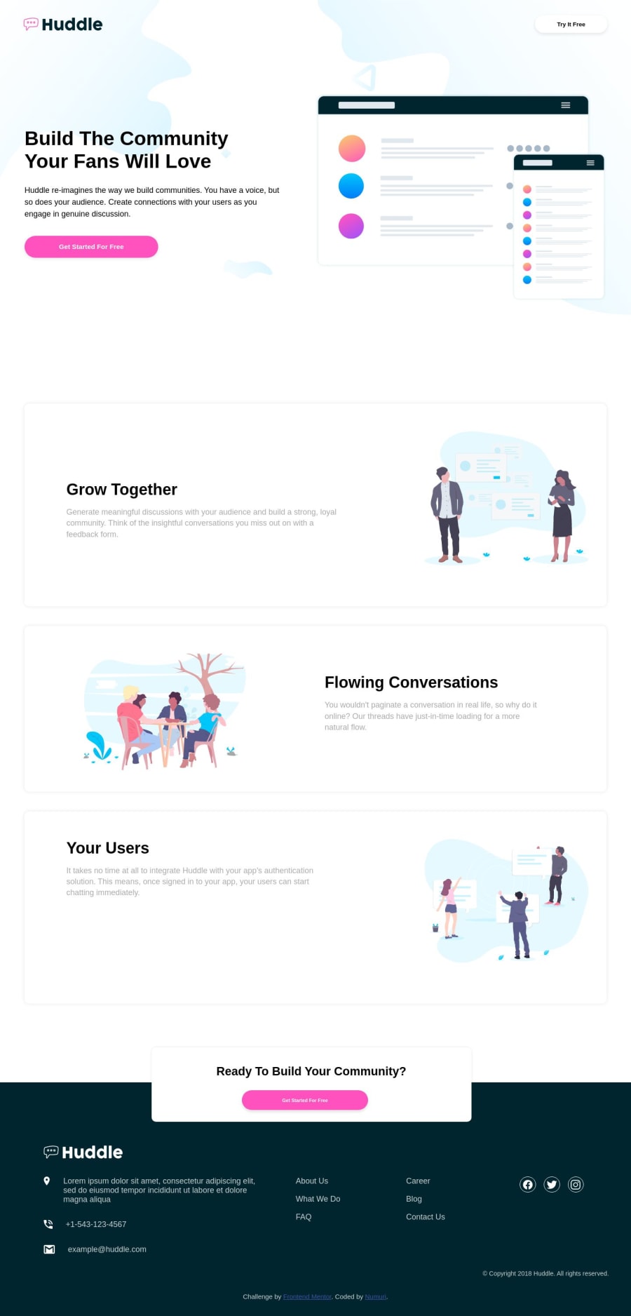 Frontend Mentor Huddle Landing Page With Alternating Feature Html And Css Coding Challenge