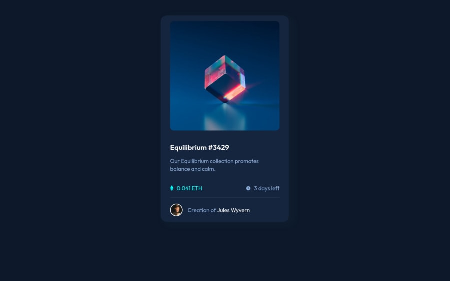 Frontend Mentor Responsive Nft Preview Card Using Html And Css Coding Challenge Solution