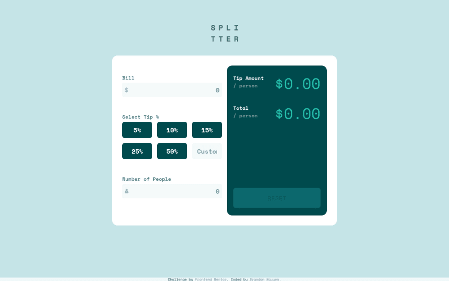 Frontend Mentor Responsive Tip Calculator Website Using Css Grid And Flexbox Coding Challenge