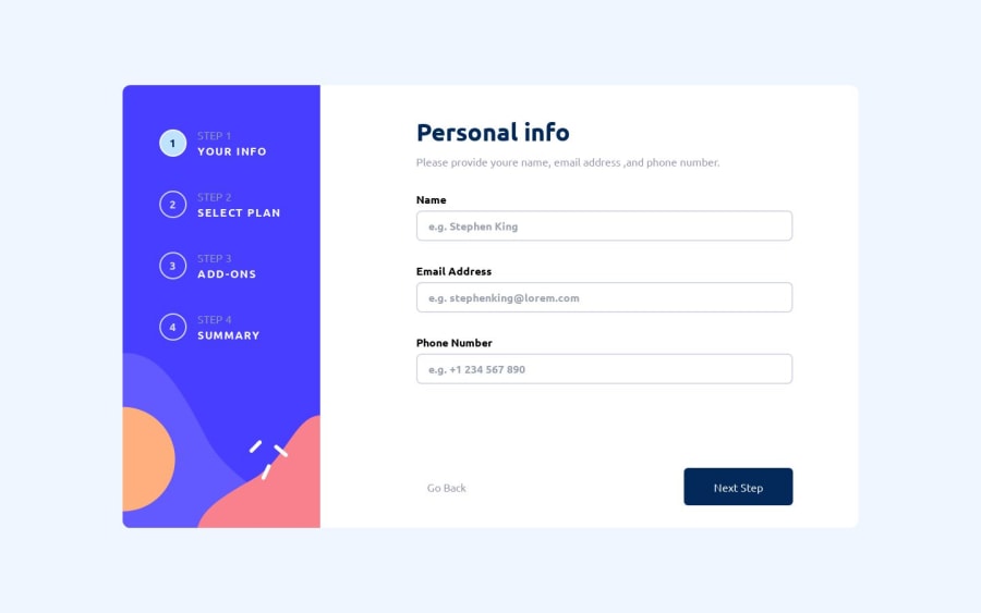 Frontend Mentor Multi Step Form Using React Coding Challenge Solution