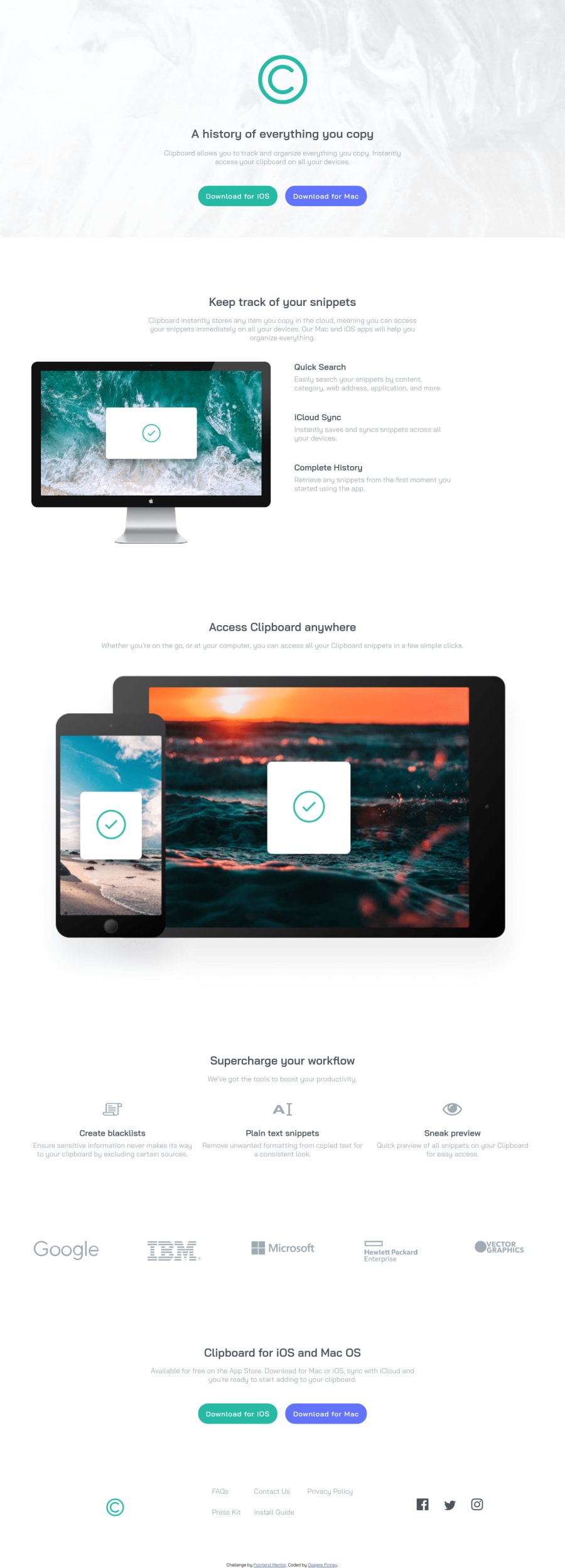 Frontend Mentor Responsive Clipboard Landing Page Using Css Grid