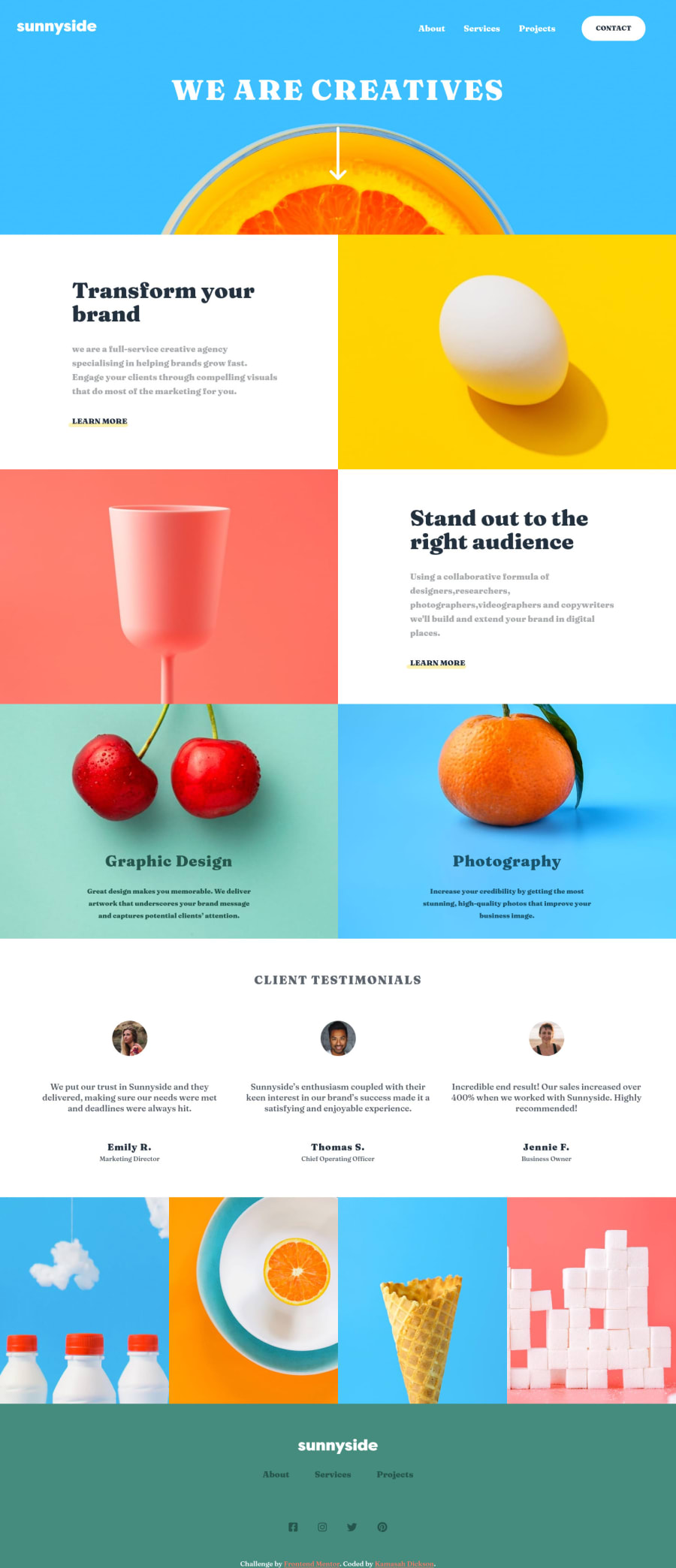 Frontend Mentor Responsive Sunnyside Agency Landing Page Using Css Grid And Flexbox Coding