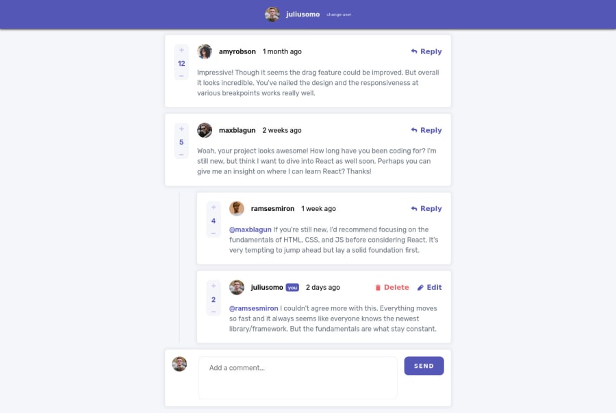 Frontend Mentor Interactive Comments Section Using Vue Js But