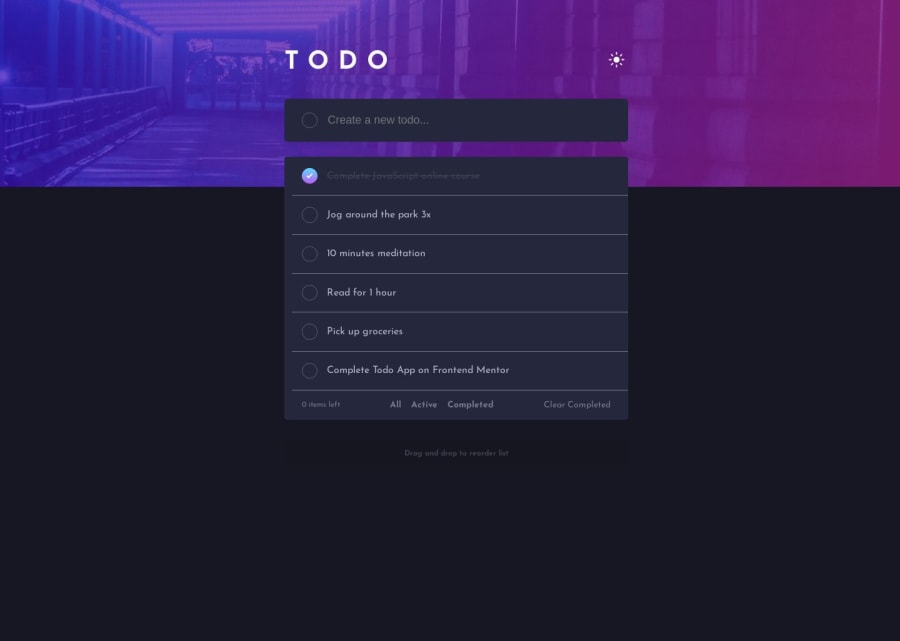 Frontend Mentor Todo App Solution Coding Challenge Solution