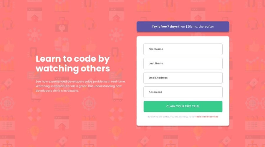Frontend Mentor Intro Component With Sign Up Form Using Vsc Html Css Js Coding Challenge