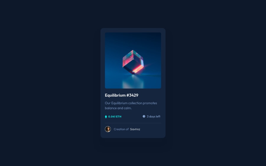 Frontend Mentor Nft Preview Card Component With Tailwindcss Coding Challenge Solution