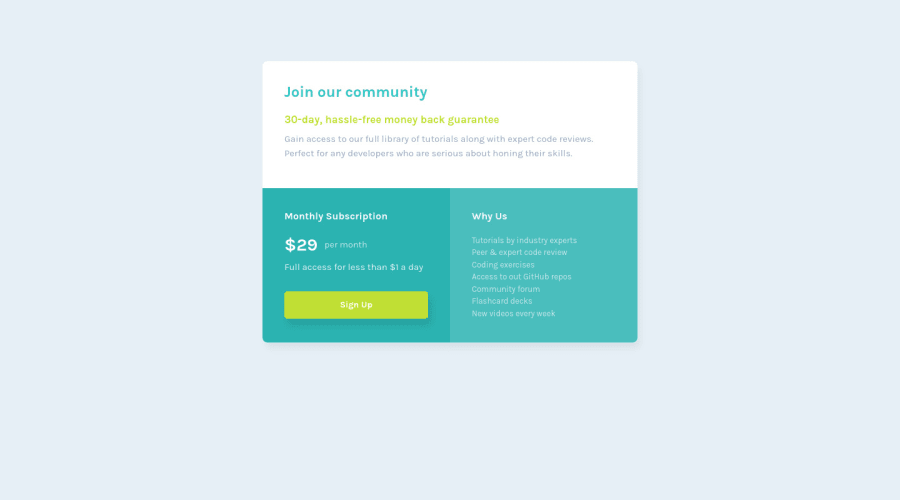 Frontend Mentor Responsive Price Card Using Flexbox Coding Challenge