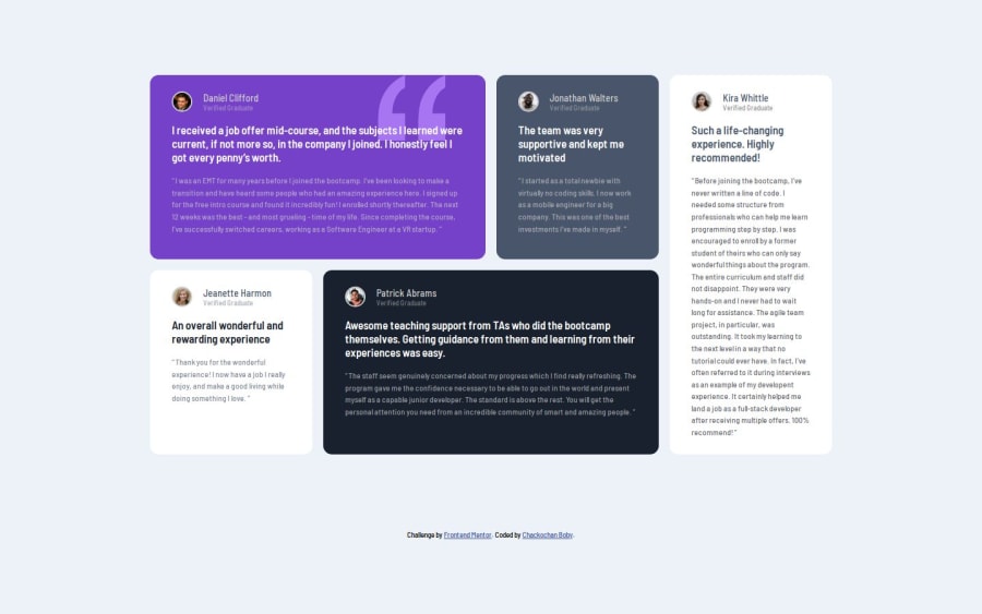 Frontend Mentor Testimonials Grid Section Using Html And Css Coding