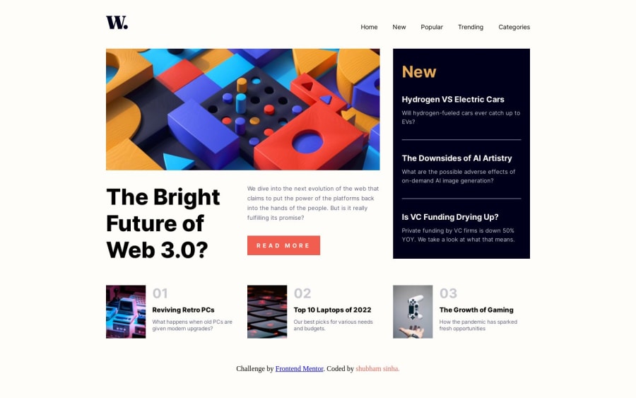 Frontend Mentor Responsive News Homepage Using Css Grid Coding Challenge Solution