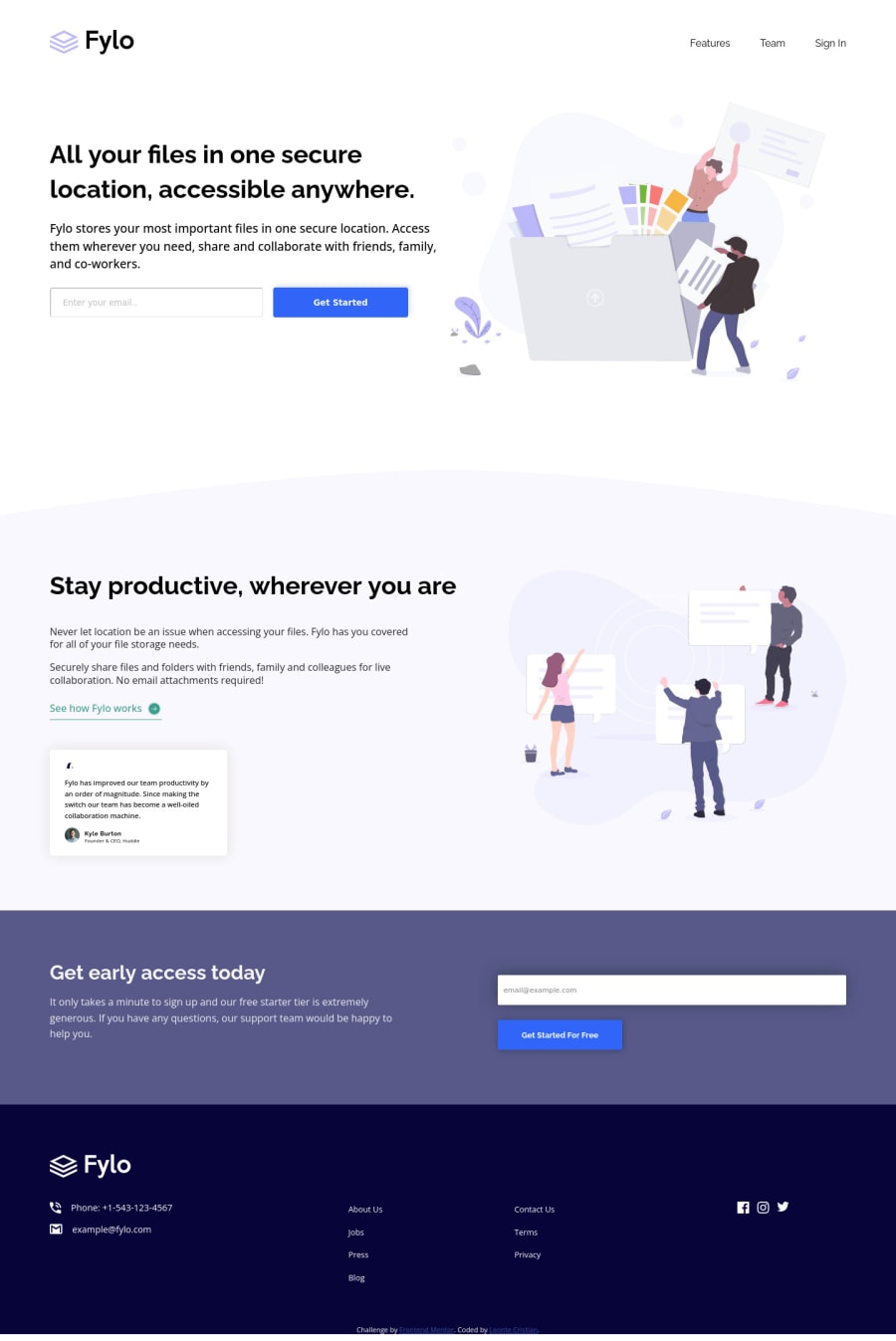 Frontend Mentor Fylo Landing Page Html Css Grid Flexbox Coding Challenge Solution