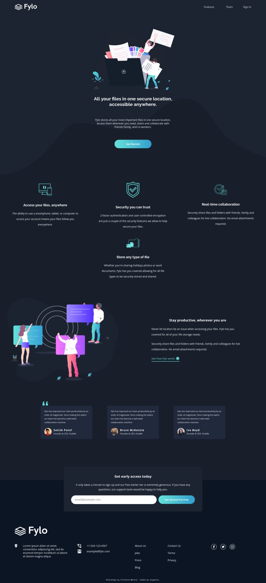 Frontend Mentor Fylo Dark Theme Landing Page Solution Coding