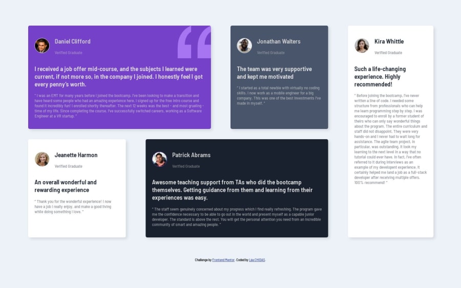 Frontend Mentor Testimonials Grid Section Main Coding Challenge Solution