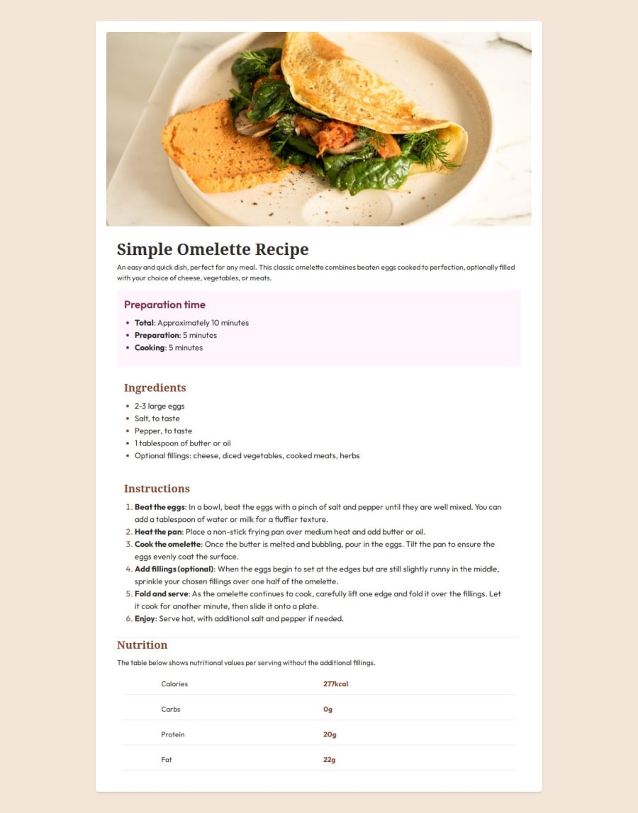 Frontend Mentor Recipe Page Coding Challenge Solution