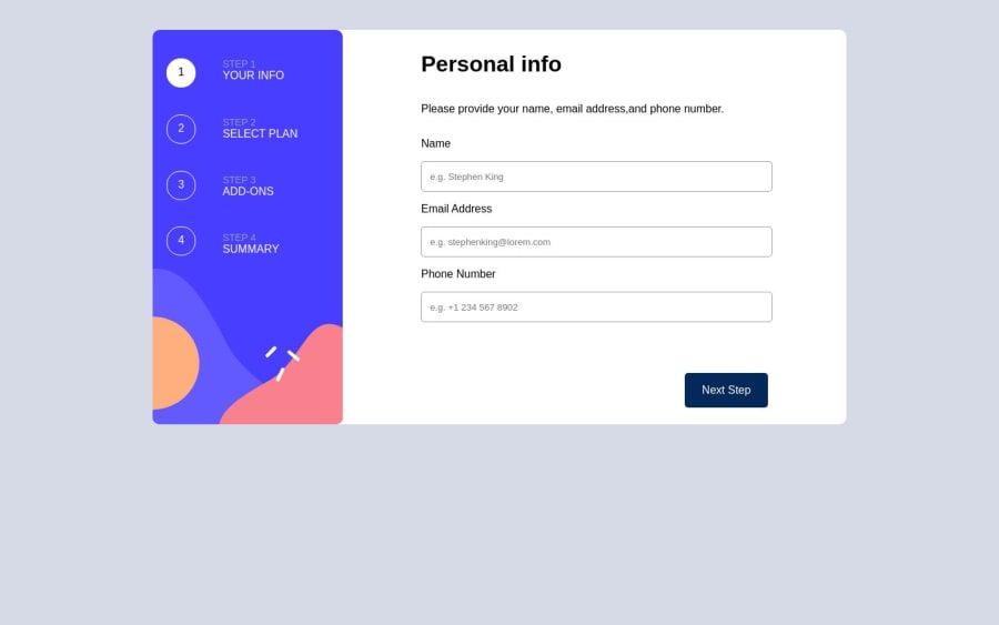 Frontend Mentor Multi Step Form Coding Challenge Solution