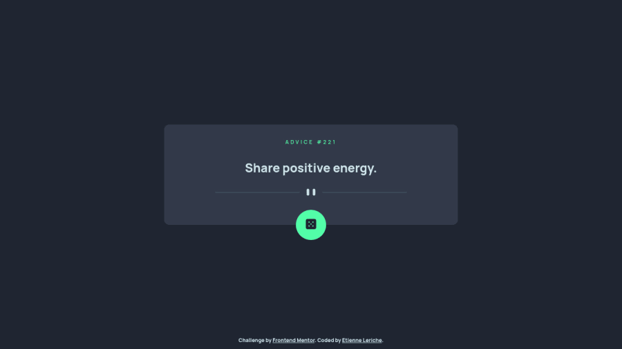 Frontend Mentor Advice Generator With An Api And Vanilla Jshtmlcss Coding Challenge Solution