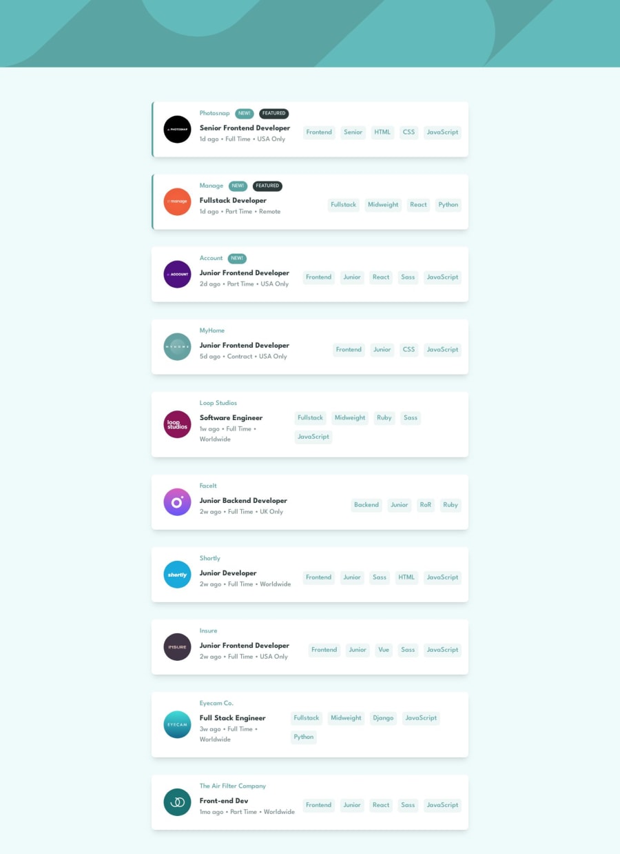 Frontend Mentor Job Filtering App Built With React And Tailwind Css